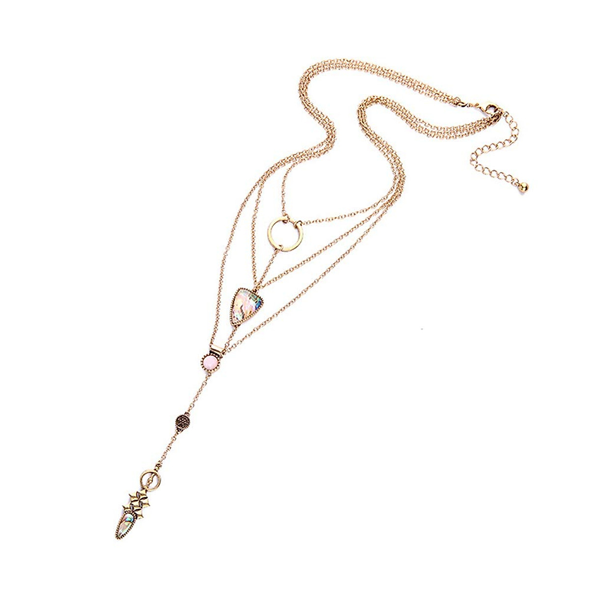 Exquisite Sequins Multilayer Pendant Necklace Multi-layer Bar Pendant Necklace Long Choker Necklace for Women Lady Girl （5）