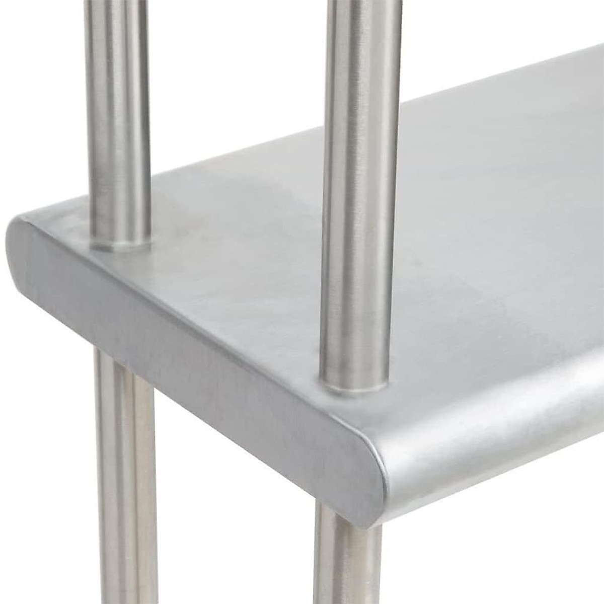 24" x 60" Stainless Steel Work Table with Two Shelves and 12" Wide Double Tier Overshelf | Metal Kitchen Prep Table & Shelving Combo