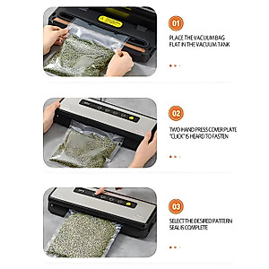 Vacuum Sealer Machine, Dry Moist Vacuum Sealer With 10 Mini Food Storage Bags, Kitchen Full Automatic Air Sealing System for Sous Vide, Snacks Freshness, Stainless Steel Panel, Led Indicator Light