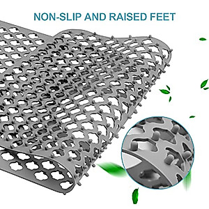 Silicone Sink Protectors for Kitchen - UFU Grey Silicone Sink Mat Grid Accessory with Center Drain, Kitchen Sink Protector（24.8"x 12.9"）