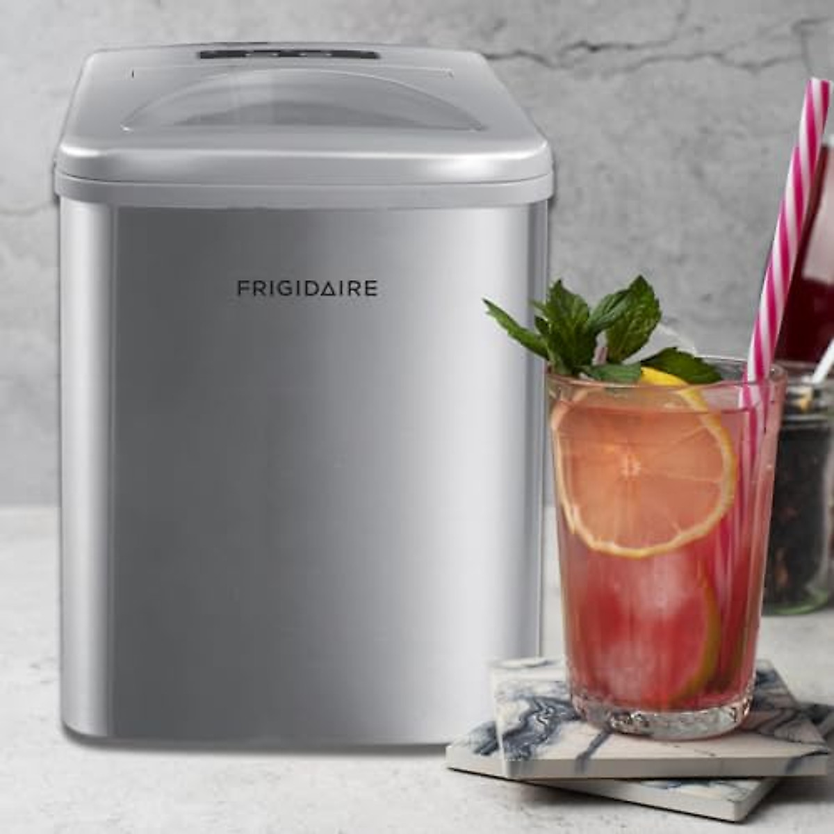 FRIGIDAIRE EFIC117-SS Stainless Steel 26 Lbs Ice Maker, Counter, Couter top