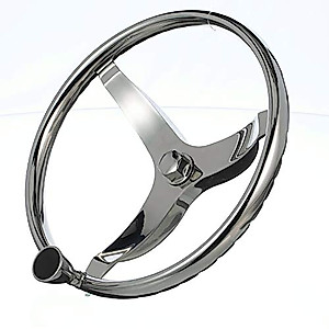 Seachoice 3 Spoke Sports Steering Wheel w/Turning Knob, Fits 3/4-In. Tapered Shaft, 13.5-in. Diameter