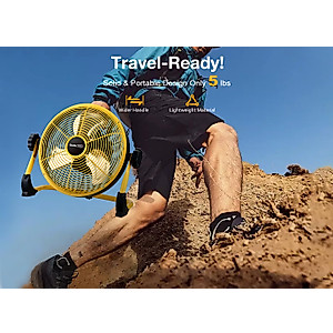 Geek Aire 10" Portable Battery Operated Fan with Metal Blade, 360 Vertical Tilt, 24 h Run Time Cordless Fan for Camping Travel Tent Hurricane Home