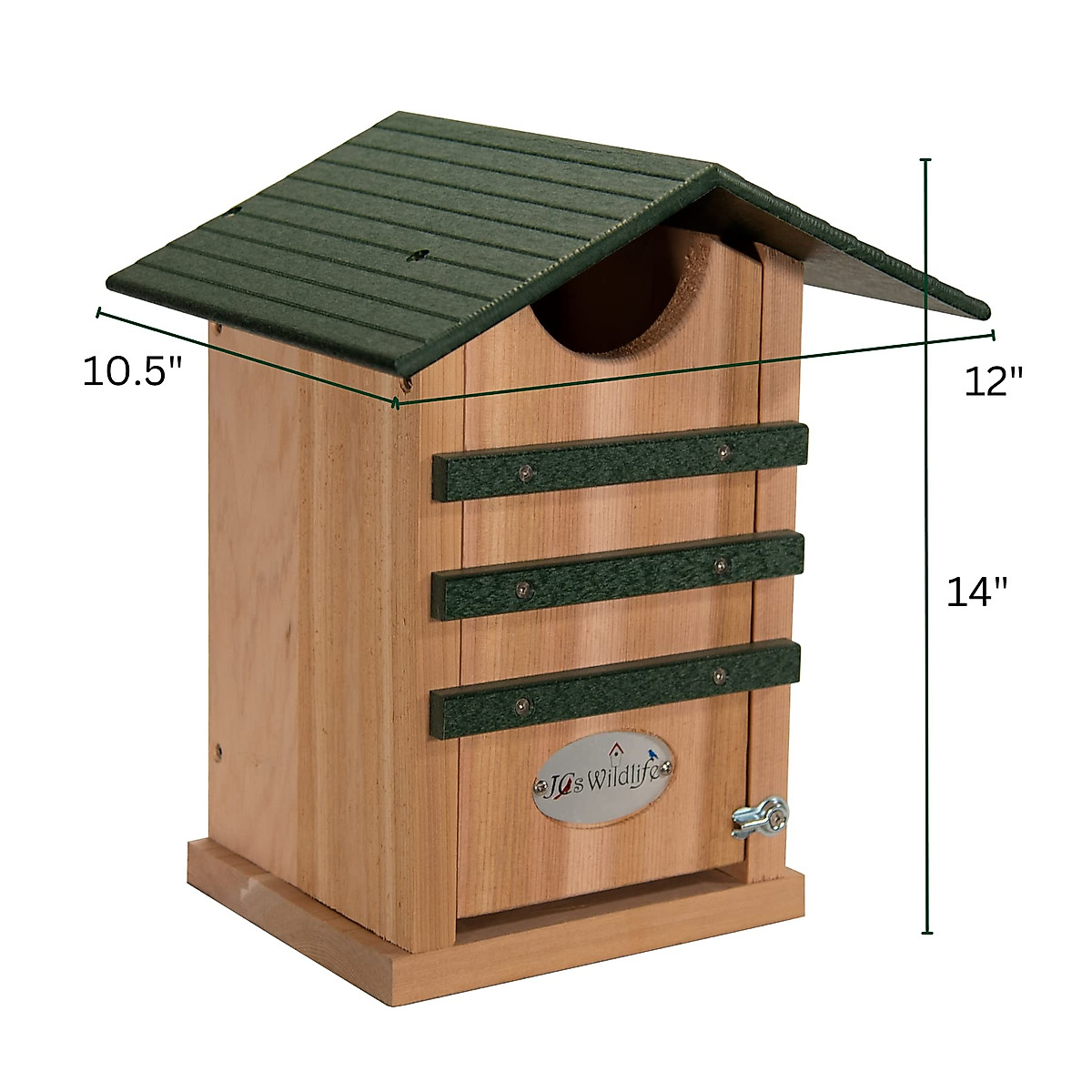 JCs Wildlife Screech or Saw-Whet Owl House - Cedar Nesting Box With Poly Lumber Roof - Made in the USA