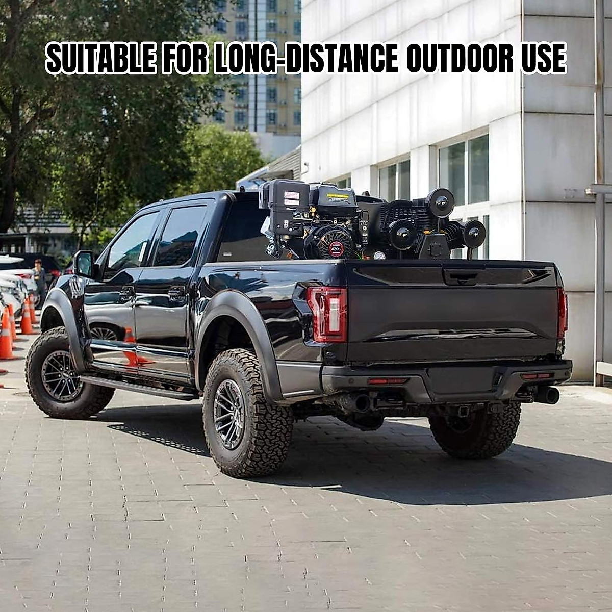 HPDMC 13HP Gas Powered Air Compressor, 3-Cylinder, 30 Gallon Horizontal Tank, Piston Pump Air Compressed System (125 PSI @ 44 CFM)