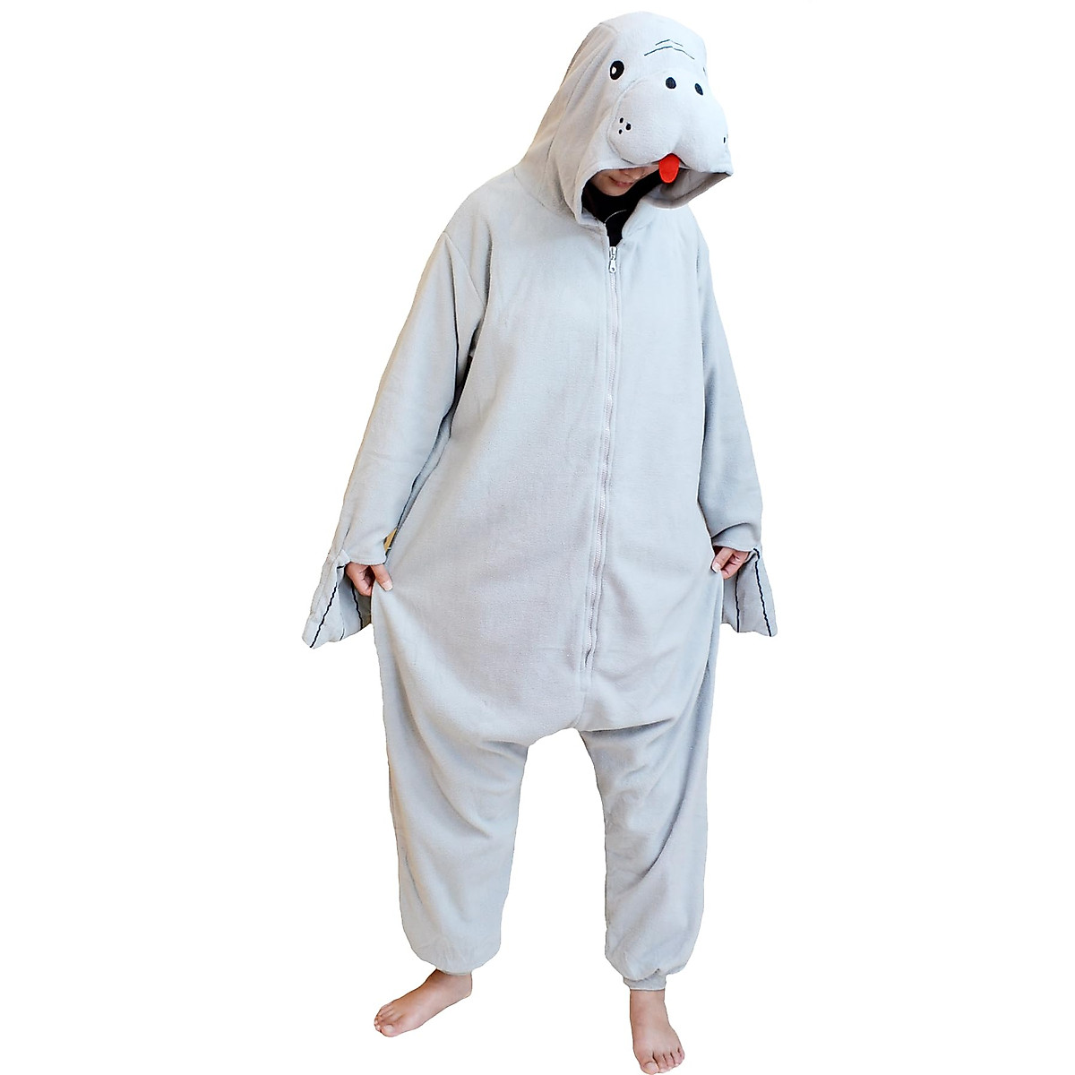 LZBXBXDA Unisex Adult Manatee Onesie One Piece Pajamas Animal Plush Halloween Christmas Costume Homewear Sleepwear for Women men