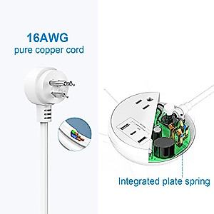 PowerLot Power Strip with 2 Outlets, 3 USB (2A+1C), 5TF Extension Cord Power Strip with PD 45W USB C for Laptop， Flat Plug Power Strip for Cruise Ship Travel Home and Office