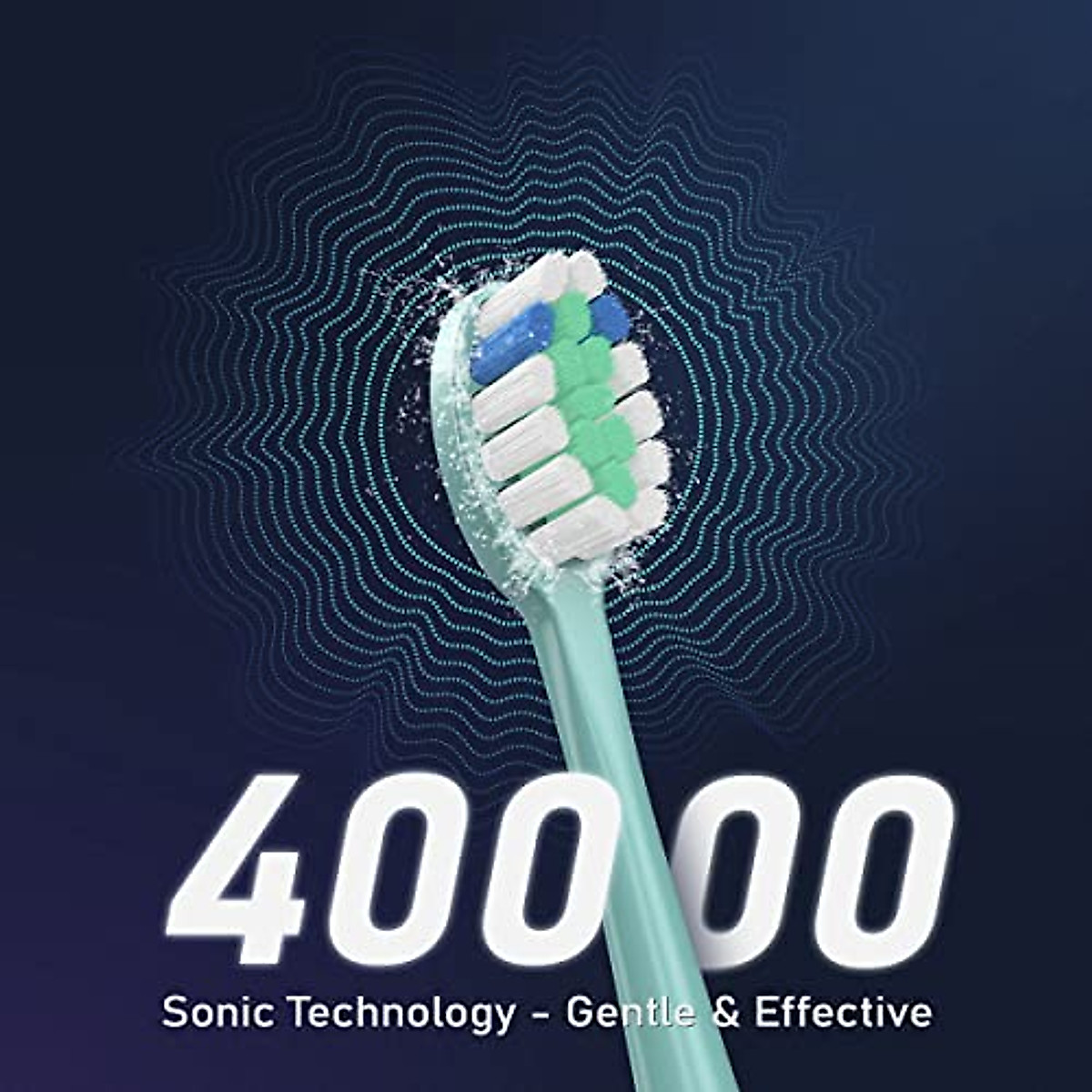 YUNCHI Sonic Electric Toothbrush for Adults & Kids, Y7 Rechargeable Toothbrushes, 10 Dupont Brush Heads, 5 Modes Fast Charge for 30 Days, 40,000 VPM Motor & 2 Mins Timer Tooth Brush, Green