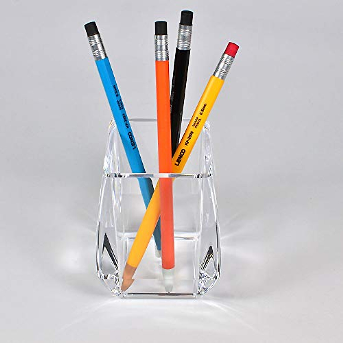COM. TOP - Acrylic Pen Holder, Clear Desk Pen Cup, Office Supplies, Stationery Organizer, Makeup Brush Holder