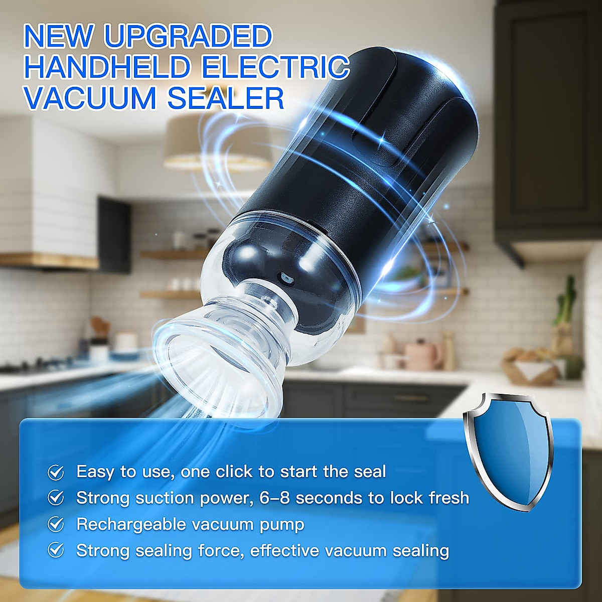 Electric Mason Jar Vacuum Sealer Kit for Wide & Regular Mouth Jars - Food Storage, Fermentation, Compatible with FoodSaver Vacuum Canning Sealer Machine Attachment, Electric Pump, and Lid Opener