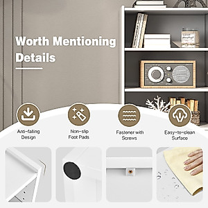 LOKO 3-Tier Open Bookcase, Modern 3-Cube Bookshelf with 18-Position Adjustable Shelves & Anti-toppling Devices, Multipurpose Cubical Display Storage Organizer for Living Room Study (1, White)