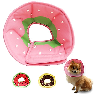Soft Dog Cone, Lightweight Elizabethan Collar for Dogs, Adjustable Soft Cones for Dogs/Cats to Stop Licking After Surgery, Cute Strawberry Cone of Shame Alternatives for Pets(Medium)