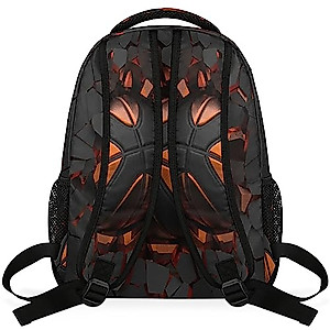 Sport Ball Kids Backpack for Boys Girls, 16 Inch School Backpack Art Basketball Bookbags Elementary School Bag Travel Laptop Backpacks Casual Daypack