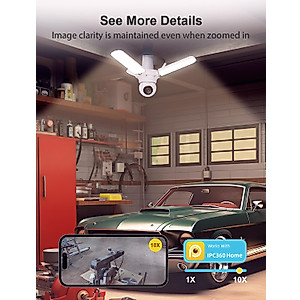 Rreslicam E26 Garage LED Light with Smart Security Camera, 30W 5000LM, Suitable for Garage, shed, Studio, Hallway, Laundry Room, etc. Timed Lighting, Motion-Activated Lighting, AI Monitoring