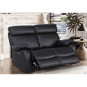 Alexent Loveseat Recliner Sofa, Power Recliner Leather Loveseat Sofa with USB Port Recliner Chair Couch 2 Seater Sofa for Living Room,Bedroom,Playroom,Black