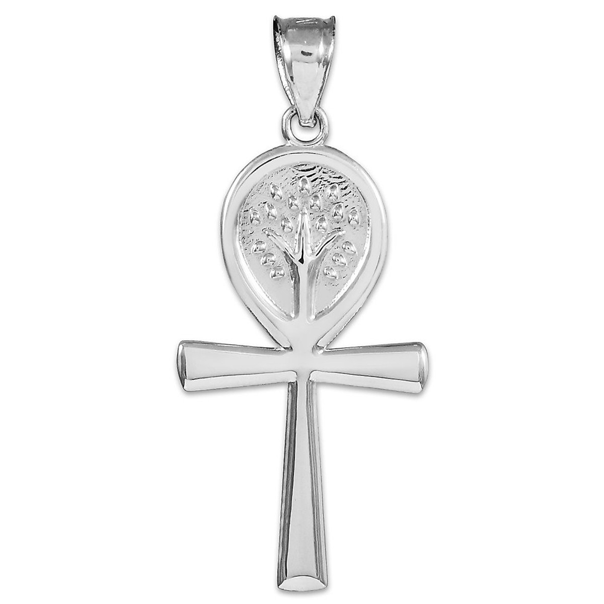 925 Sterling Silver Egyptian Ankh Cross Tree of Life Pendant