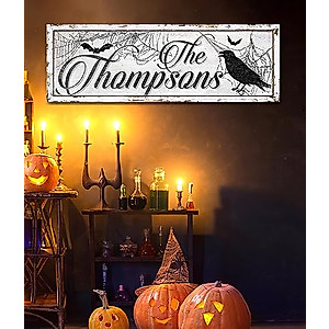 Personalized Halloween Family Name Sign, Happy Halloween Sign, Spooky Wall Décor, Medieval Halloween Wall Sign, Retro Haunted House Wall Art