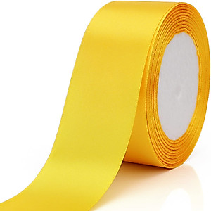 Nsilu 25 Yards 1-1/2 inches Wide Satin Ribbon Suitable for Wedding, Party and Gift Box Packaging Ribbon (Yellow, 1-1/2")