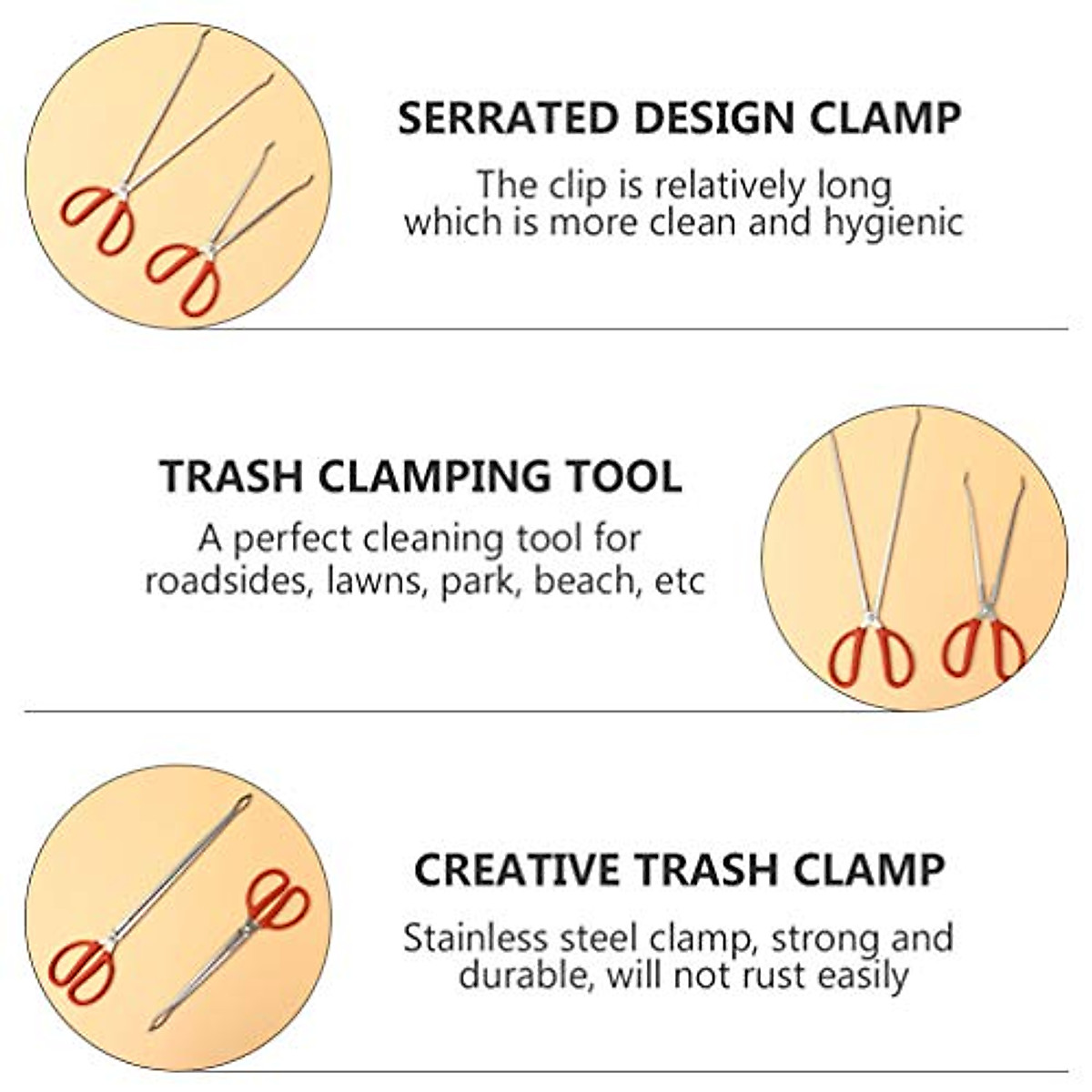 FRCOLOR Fireplace Trash Grabber Tongs Heavy- Duty Log Tweezers Indoor Firewood Tongs Claw Grabber for Wood Stove Fire Pit Garbage Picker 53cm Garbage Trash Picker