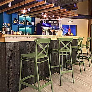 Compamia Cross Indoor Outdoor Bar Stool Olive Green (Set of 2)