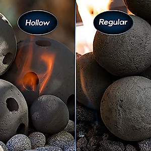 Ceramic Fire Balls | Set of 5 | Modern Accessory for Indoor and Outdoor Fire Pits or Fireplaces – Brushed Concrete Look | Midnight Black, 6 Inch
