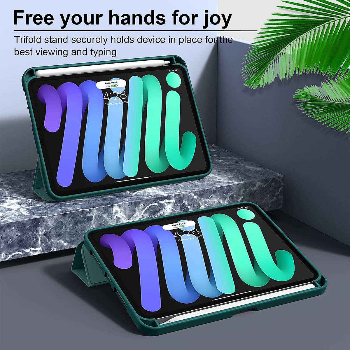 Soke for iPad Mini 7 A17 Pro Case 2024,iPad Mini 6 Case 2021 with Pencil Holder-[Shockproof Protection + Auto Sleep/Wake], Soft TPU Back Cover for iPad Mini 7th/6th Generation 8.3 inch,Teal