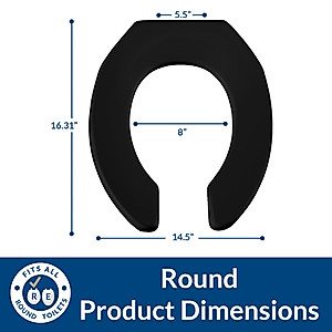 BEMIS 955SSCT 047 Commercial Heavy Duty Open Front Toilet Seat without Cover will Never Loosen & Reduce Call-backs, Round, Plastic, Black