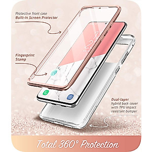 i-Blason Cosmo Series Case for Samsung Galaxy S20 Ultra 5G (2020 Release), [Built-in Screen Protector] Slim Stylish Protective Case (Marble)