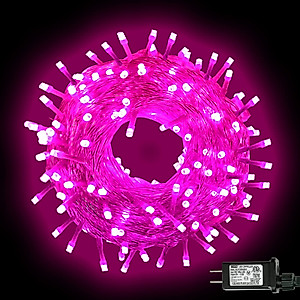 200 LED Pink Outdoor String Lights, 66 FT Valentine Fairy Lights with 8 Modes Clear Wire, Pink Romantic Twinkle Christmas Lights Waterproof for Room Wedding Girls Birthday Party Gifts Indoor Decor