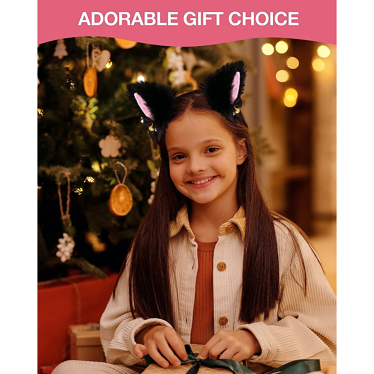 CEDAR BRIGHT Fox Cat Ears Anime Cosplay - Animal Wolf Headwear, Halloween Headband,Headpiece Costume Accessories with Bells