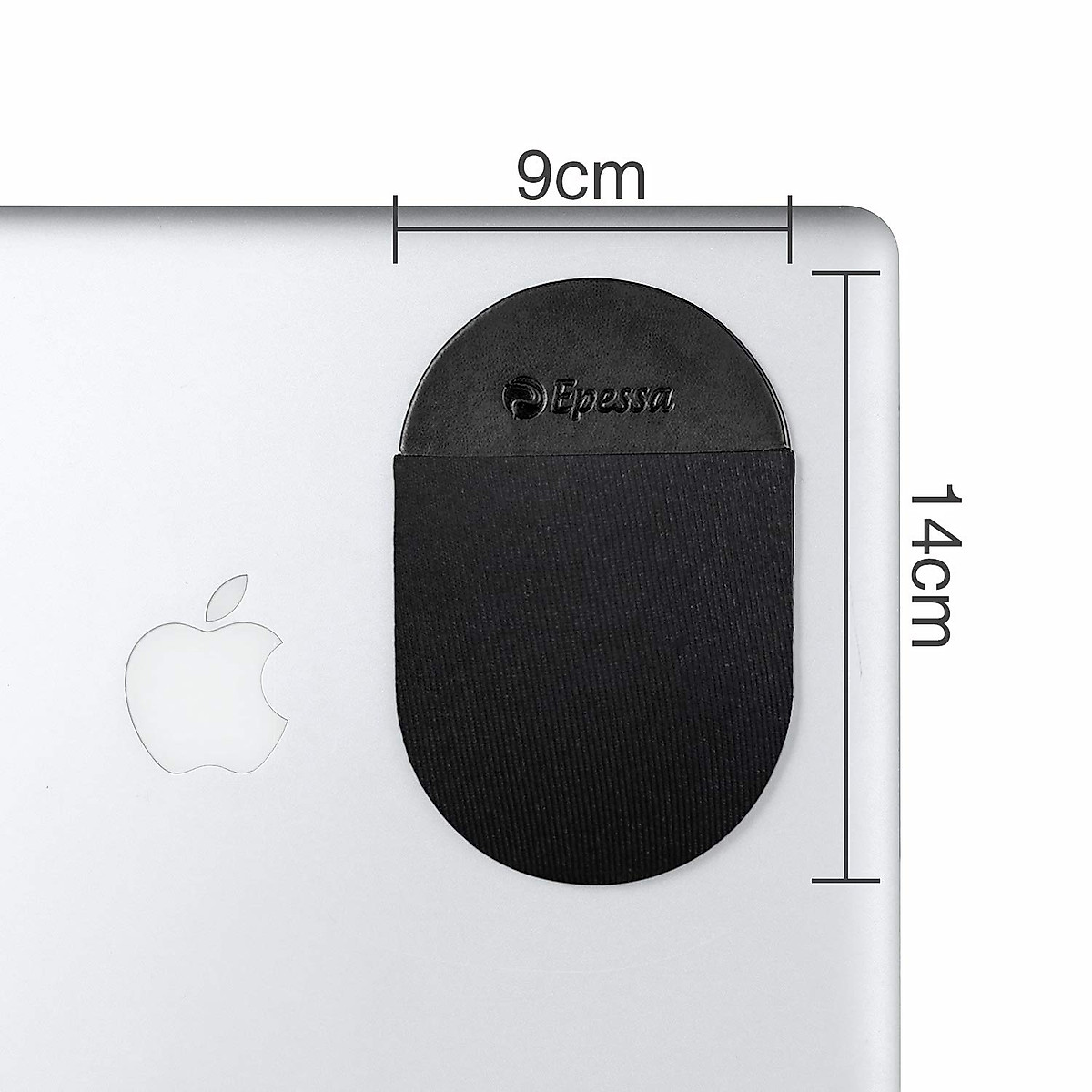 Epessa Universal Stick-On Mouse Pouch, Mouse Holder for Wireless Mouse, Mouse Sleeve for Laptop, Reusable Adhesive, No Glue Residue, Compatible with iPad or MacBook (Black)