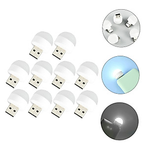 OFFSCH 10pcs Led Night Light Friday Night Lights Mini USB Night Lights Led Bulb Lights for Bedroom USB Night Lamp Toilet Night Light Wall White Portable Ambient Light Travel Pp Material