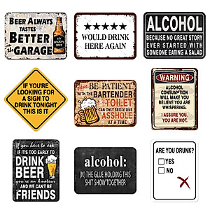 WERNNSAl Beer Party Decorations - 9PCS Beer Party Zone Signs Posters Theme Birthday Party Supplies Beer Bar Wall Art Decor for Home Garden Yard Decorations
