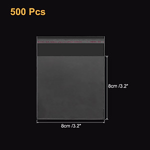uxcell 500Pcs Clear Cello Bags, 3" x 3" Plastic Self Sealing OPP Cello Treat Bags Cello Poly Bags for Packing Cookies Candy Jewelry Gifts, Clear