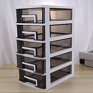 CLISPEED Plastic 5- Drawer Desktop Organizer Stackable Storage Drawers Dresser Storage Container Case Multi- Bin Storage Rack for Office Bedroom Bathroom Black