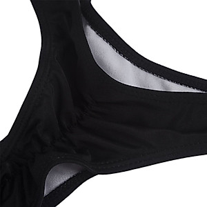 Women Sexy Lady Brazilian V-Style Ruched Ruffle Cheeky Bikini Bottom Thong Hot Summer Beachwear Black