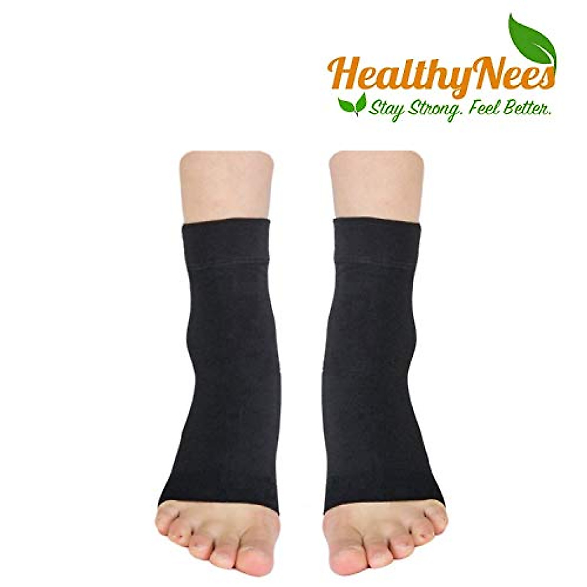 HealthyNees Extra Wide Ankle Big Feet 20-30 mmHg Compression Swelling Foot Pain Circulation Plus Size Sock Open Toe Sleeve (Black, Extra Wide Ankle 5XL)