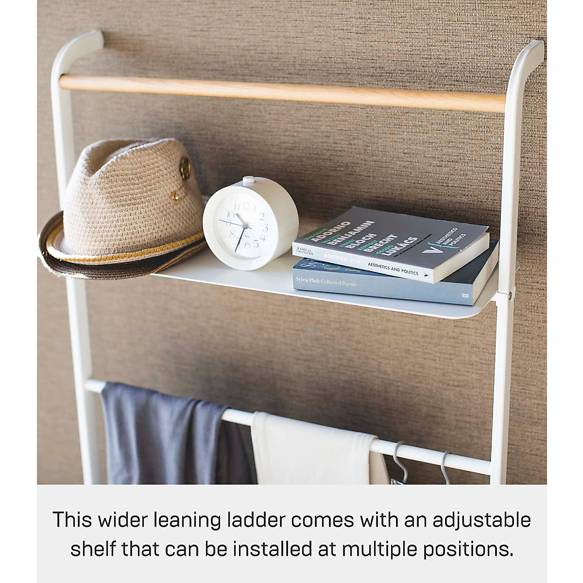 YAMAZAKI home Tower Leaning Ladder With Shelf White