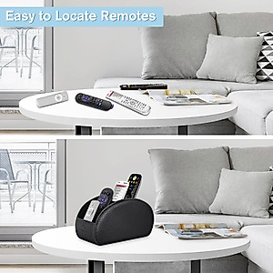 Fintie Remote Control Holder, Vegan Leather TV Remote Caddy Desktop Organizer 5 Compartments Fits TV Remotes, Media Controllers, Office Supplies, Makeup Brush