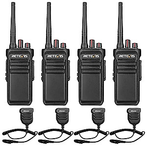 Retevis RB23 Long Range Walkie Talkies(IP67) with Mic(IP54), Adults High Power 2 Way Radios, Waterproof Dustproof, Shock Resistant, for Construction Jobsite Industrial (4 Pack)