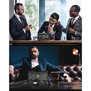 TISFA Cigar Travel Humidor Case with Cigar Cutter and Cigar Stand, Portable Cigar Humidor, Waterproof Cigar Box Holds up to 4 Cigars - Cigars Gift Set for Men (Small)