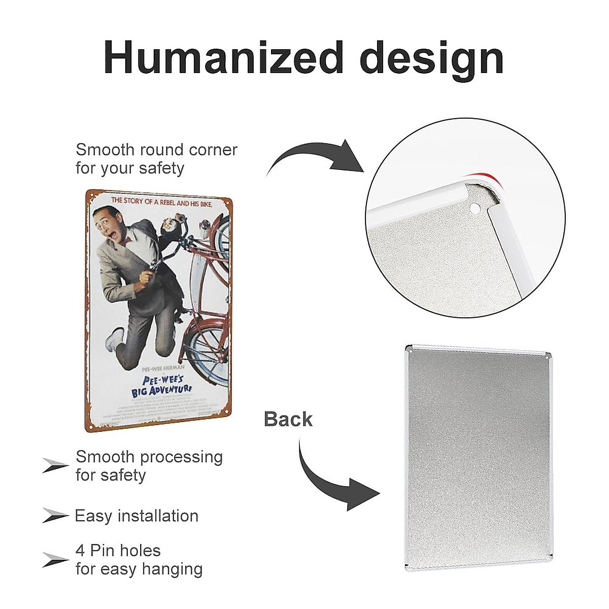 Pee-Wee's Big Adventure Tin Sign Retro Metal Movie Poster Art Wall Home Decor 8x12 Inches