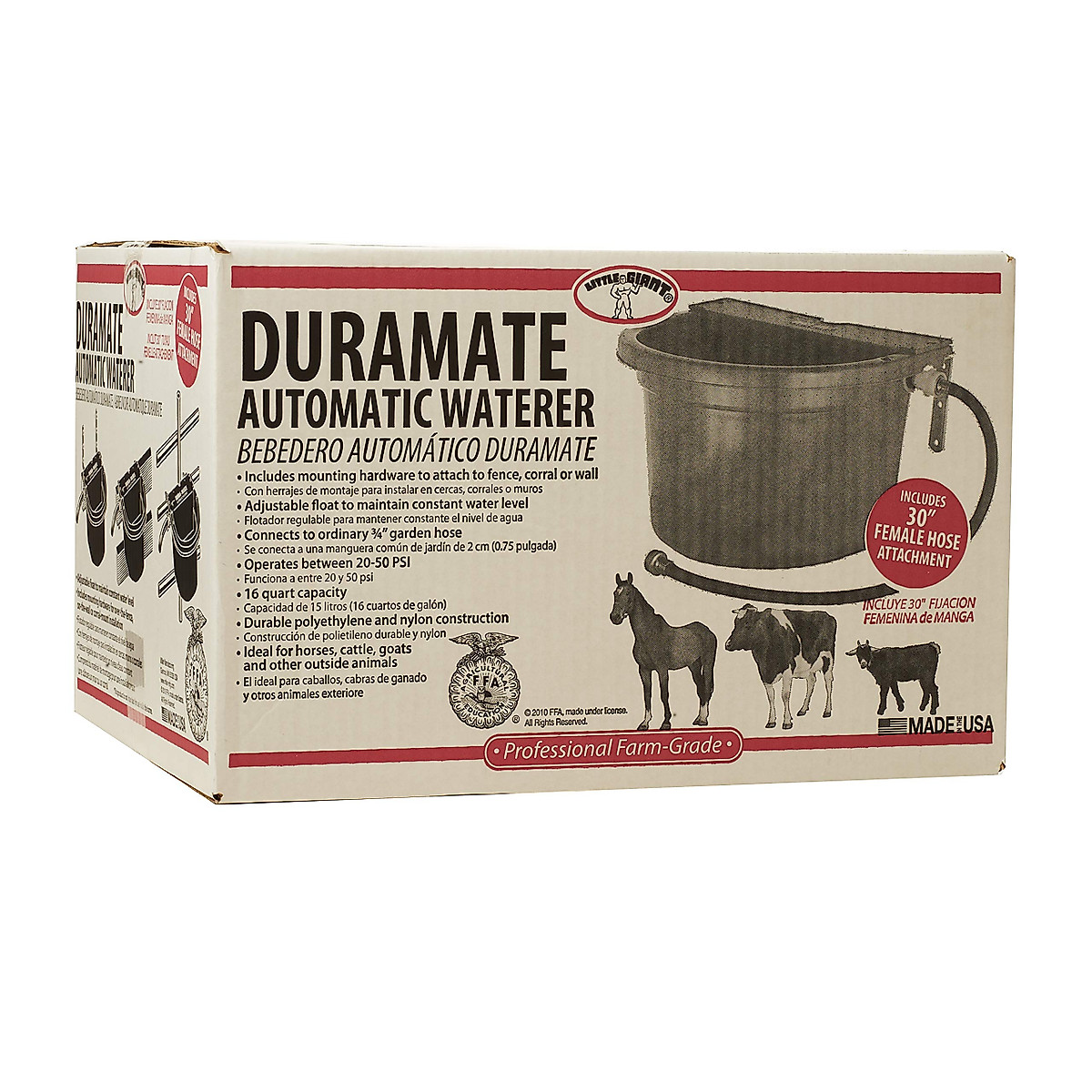 Little Giant® Automatic Animal Waterer | Float Controlled Automatic Waterer for Livestock | Heavy Duty and Durable | Made in USA | 4 Gallon | Blue