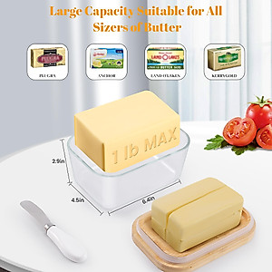 XCC Large Glass Butter Dish with Lid, Upgraded the Capacity to Holds 1lb of Butter, Butter Keeper with Knife for countertop and Double High-quality Silicone Seal, Kitchen Decor and Gifts