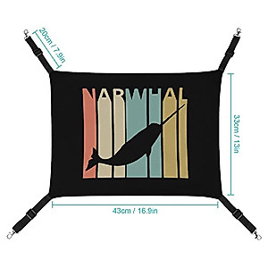 Vintage Style Narwhal Pet Hammock Comfortable Adjustable Hanging Bed for Small Animals Dogs Cats Hamster
