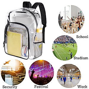 Fomaris Clear Backpack Heavy Duty Clear Bookbag Transparent Backpack See Through Plastic Bookbag for School, Work,Stadium,Travel,Security,Festival,College ( Black)