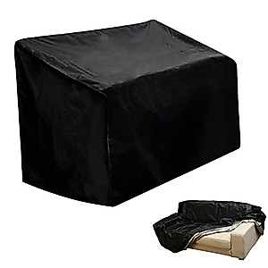 Aipwerer Patio Furniture Covers Black Garden Patio Sofa,Loveseat Bench Cover Heavy Duty Waterproof Table,Wind-Proof,With Anti-Ultraviolet Silver Coating Outdoor Furniture Set Covers (74.8in*26in*35in)