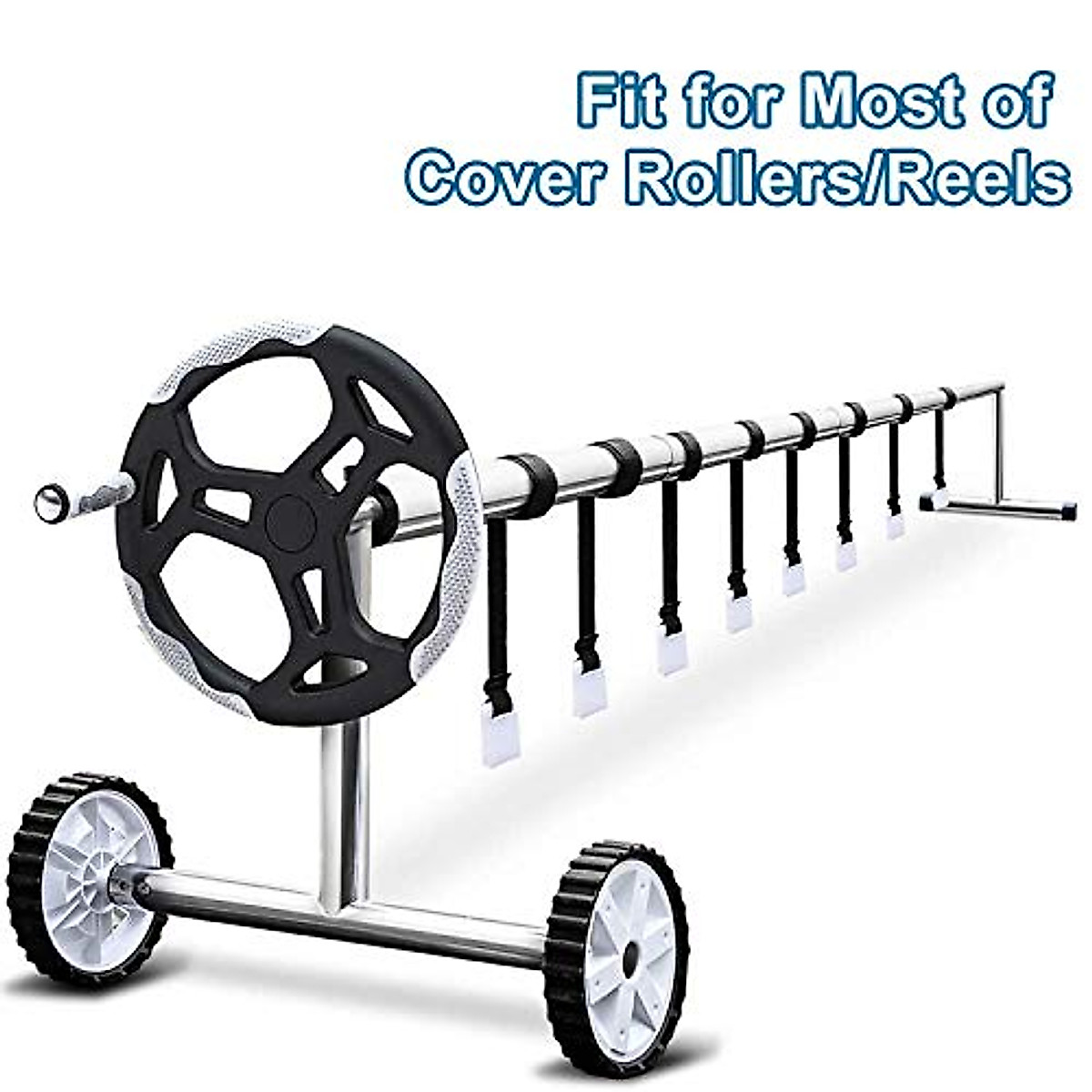 Ponwec 24PCS Pool Solar Cover Reel Attachment Straps Kit for In Ground Swimming Pool Solar Blanket Cover Reels Straps Solar Blanket Straps Including 8 Nylon Straps with Tabs, 8 Cord Plates,8 Buckles