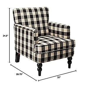 Christopher Knight Home Evete Tufted Fabric Club Chair, Black Checkerboard