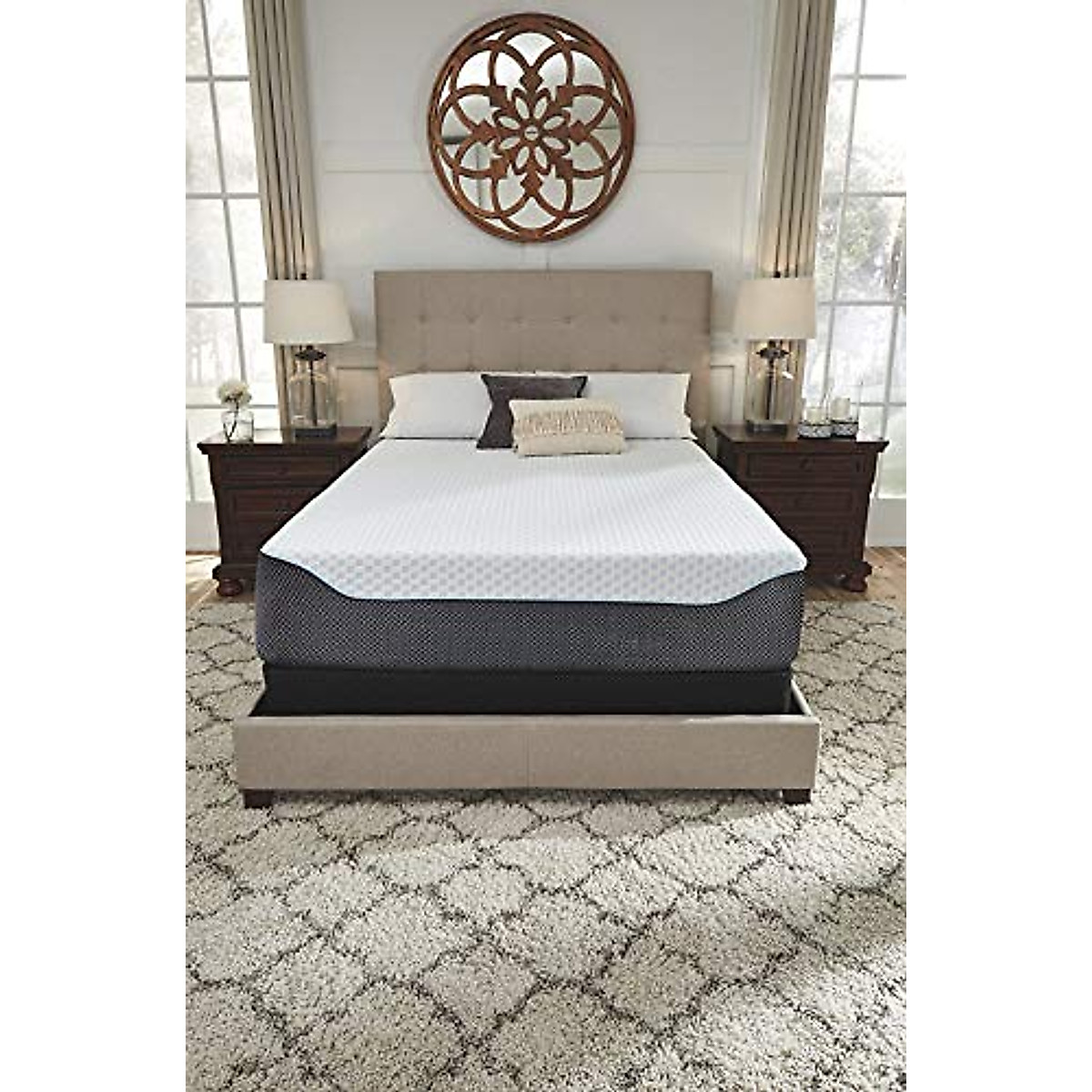 Signature Design by Ashley 14 Inch Elite Plush Mattress, Green Tea & Charcoal Infused Gel Memory Foam, California King